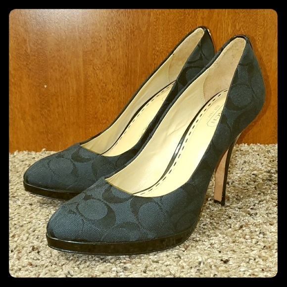 Coach | Shoes | Coach Black Signature C Heel | Poshmark